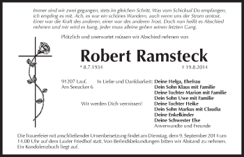 Traueranzeigen von Robert Ramsteck | Gemeinsamtrauern.com | N-land